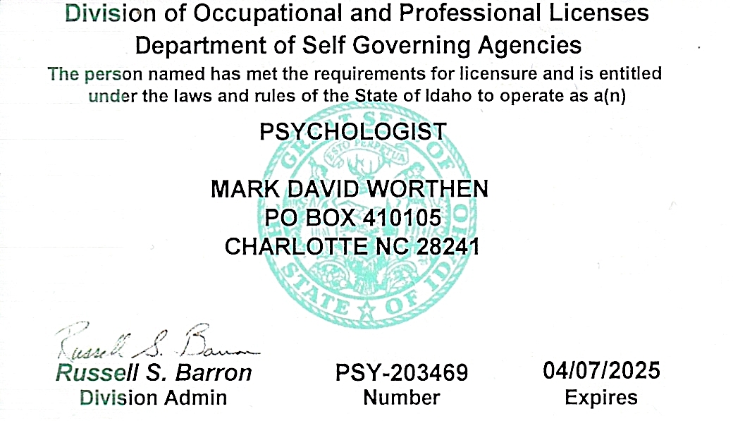 Clinical-Forensic Psychologist Dr. Mark Worthen | Charlotte NC